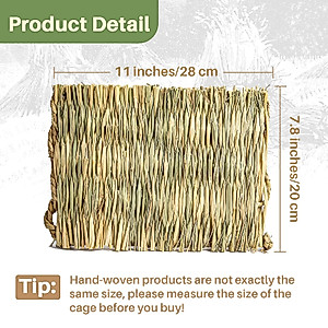 Sukh 2 PCS Rabbit Grass Mats - Natural Hay Woven Bunny Rabbit Bad Cage Mats Pet Bedding Cooling Sleeping Nesting & Toys for Hamster Bunny Chinchilla Guinea Pig Mouse Bird and Other Small Animal