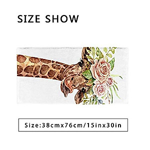 Vantaso Bath Hand Towels Giraffe Floral，Soft & Absorbent Washcloths Towel for Bathroom Kitchen Hotel Gym Spa