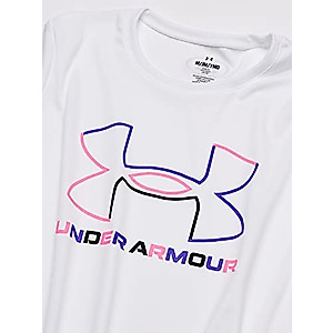 Under Armour girls Tech Big Logo Short Sleeve T-Shirt , (101) White / / Brilliant Violet , Youth Medium
