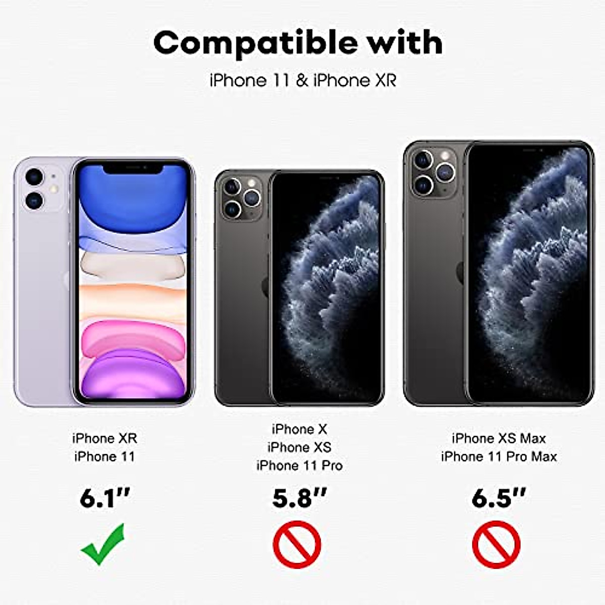 JETech 4 Way 360° Privacy Screen Protector for iPhone 11/iPhone XR 6.1-Inch, Anti-Spy Full Coverage Tempered Glass Film with Easy Installation Tool, 2-Pack