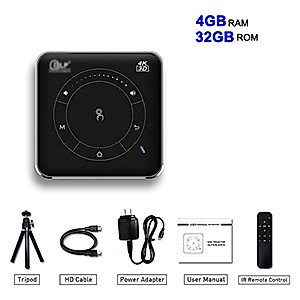 IULJH Mini Projector 4K DLP Android 9.0 Support Mini video Beamer Mobile Phone with Battery ( Color : E )