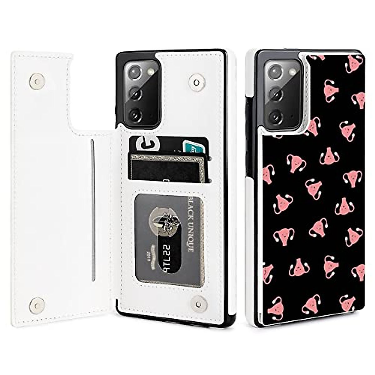 VHPVHP Uterus Pink Designed for Galaxy Note 20/20 Ultra, Luxury PU Leather Case Stand Function Protective Phone Case Cover