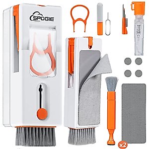 11-in-1 Keyboard Cleaning Kit, Laptop Cleaning Kit Keyboard Brush Cleaner Electronics Cleaner for Cell Phone/Earbuds/Camera Lens/Computer with Multifunctional Cleaning Tool (Orange)