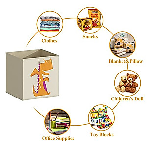 Wisdom Star Toy Chest, Removable Divider Toy Storage Organizer, Animal 11 Inch Fabric Storage Cube Bins, 6 Pack Storage Baskets for Shelves, Cube Storage Boxes for Organizing Closet Bins