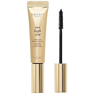 Wander Beauty Mile High Club Length + Define Black Mascara - Smudge-Proof, Lash Lengthening Mascara for a Full, Fanned Out Effect - Castor Oil + Peach Leaf Conditions & Strengthens - 0.31 fl oz