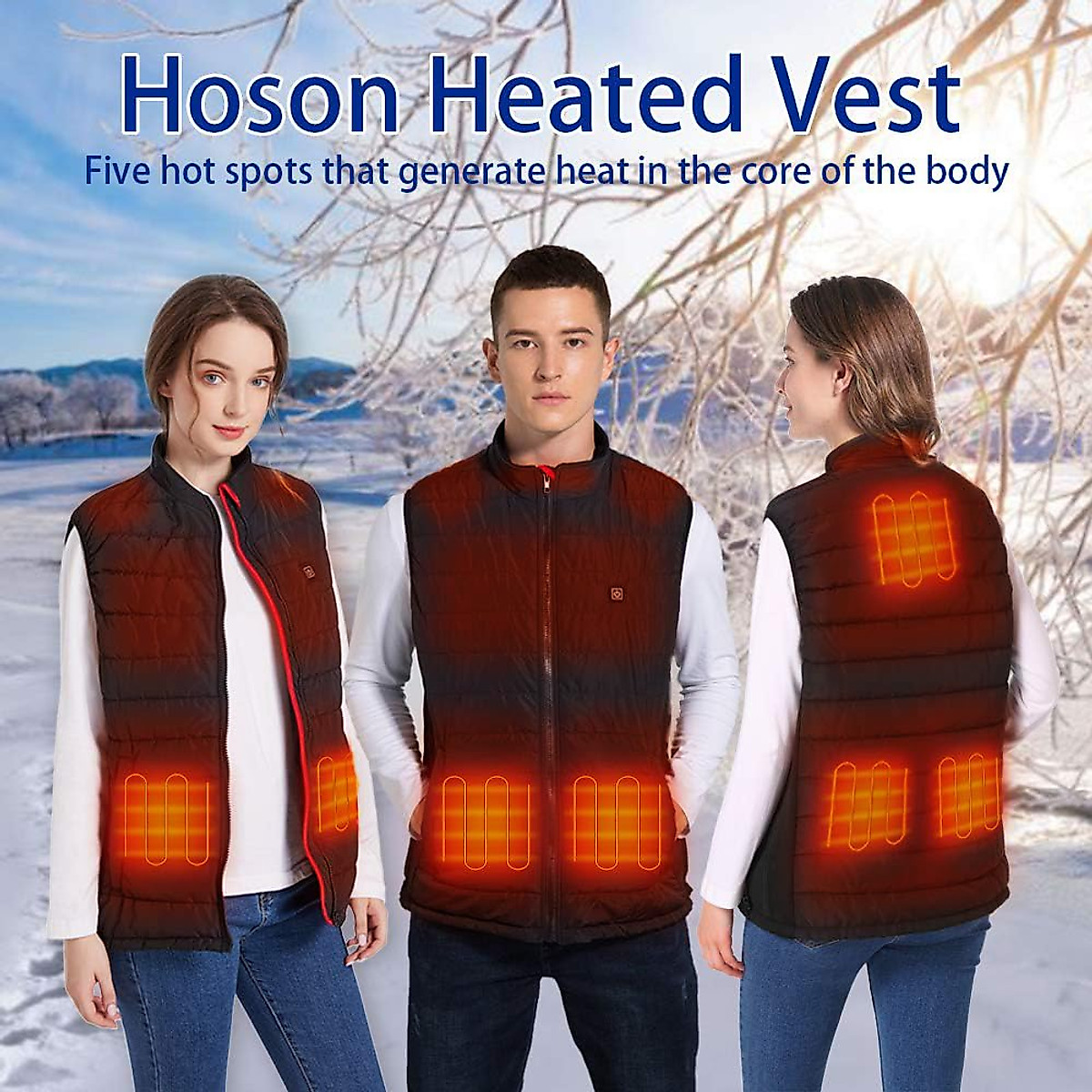 Hoson Heated Vest,Electric Lightweight Heated Vest For Men Women,Skating for Heated Jacket/Sweater/Thermal Underwear Battery