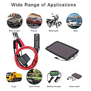 SAE to Battery Alligator Clip - KUNCAN 1.5FT 12V SAE 2Pin Quick Disconnect Cable SAE to Battery Clamp Cord 7.5A Fuse (2 Pack)