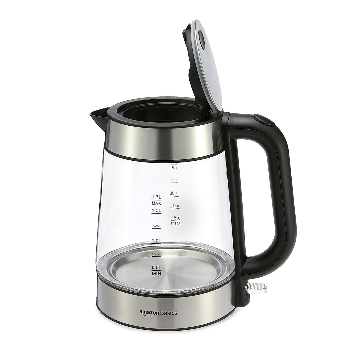 Amazon Basics Electric Glass and Steel Hot Tea Water Kettle, 1.7-Liter
