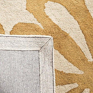 SAFAVIEH Dip Dye Collection 2' x 3' Beige / Gold DDY527M Handmade Floral Watercolor Premium Wool Accent Rug