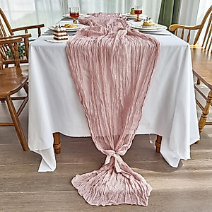 IVAPUPU 2 Pcs Cheesecloth Table Runner - 10ft Dusty Pink Boho Gauze Cheese Cloth Table Runner for Baby Shower Decoration Wedding Party Summer Garden Farmhouse Table Runner
