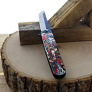 Falcon Spring Assisted Open Pocket Folding Knife with Japanese Culture Art Design Handle for Collection, Gift, Hunting, Fishing, Camping and Daily Used (Ronin)