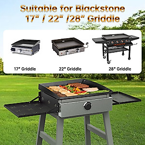 Griddle Side Shelf for Blackstone 17"/22"/28"Griddle, Heavy Duty Grill Side Shelf Griddle Accessories,Griddle Caddy,Black