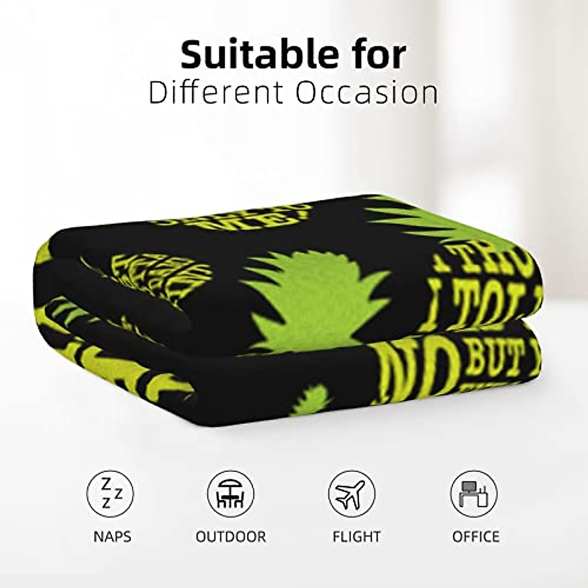 SEAEAGLE Psych Pineapple Quotes Flannel Fleece Blanket Fuzzy Throw Blanket Fluffy Decorative Sheet Couch Mattress