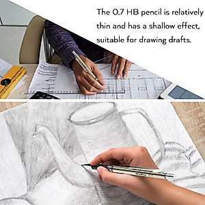 Nicpro 0.7 mm Art Mechanical Pencils Set, 6 PCS Metal Drafting Pencil 0.7mm Tube HB Lead Refills & 18 Cap Eraser for Adults, Children, Artist Writing, Drawing, Sketching, Black, 1 Count (Pack of 6)