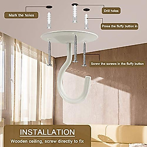 BOLITE Ceiling Hooks for Hanging Plants, Wall Mount Metal Hangers for Bird Feeders, Plants, Lanterns, String Lights, Wind Chimes, Indoor and Outdoor Decorations, Retro White, 4 Pack