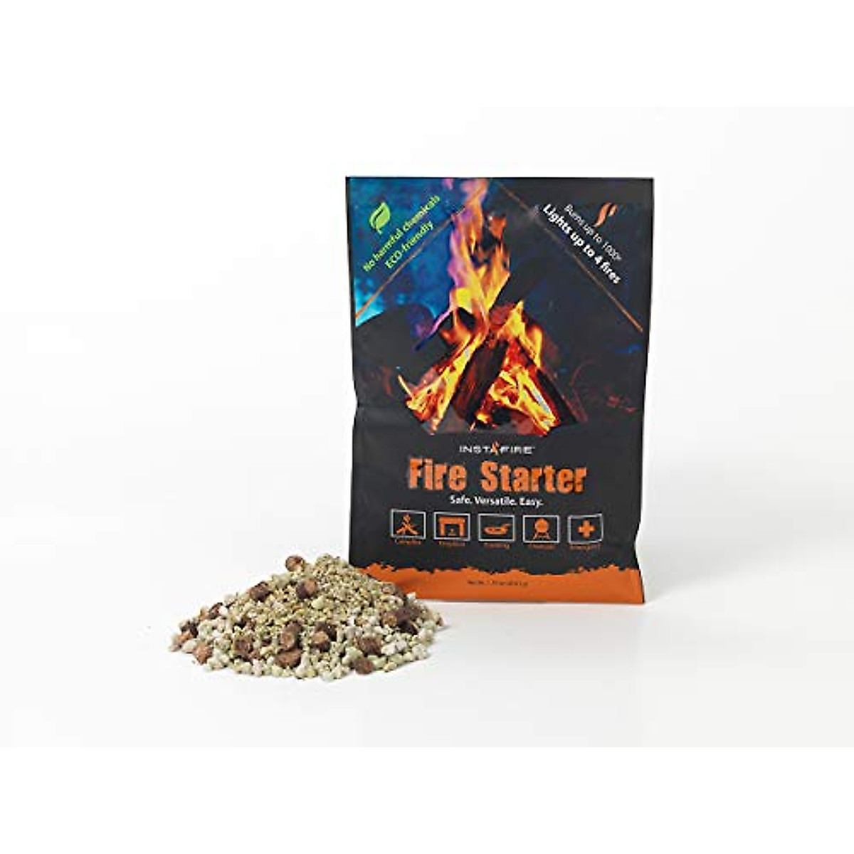 (8 Packs) Insta-Fire Fire Starter Emergency Fuel Eco-Friendly Granulated Bulk Excellent for Camping, Hiking, Fishing, and Other Outdoor Activities - As seen on Shark Tank!