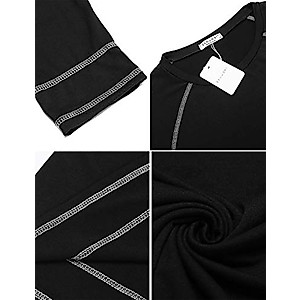 Ekouaer Nightgown Women's Long Sleeve Pajama Dress Round Neck Sleepwear Long Nightshirt A-black