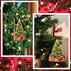 Riceshoot Christmas Cross Stitch Kit Counted Cross Stitch Christmas Tree Hanging Ornament Kit DIY Embroidery Gift for Women and Men, 5.9 x 4.13 Inches