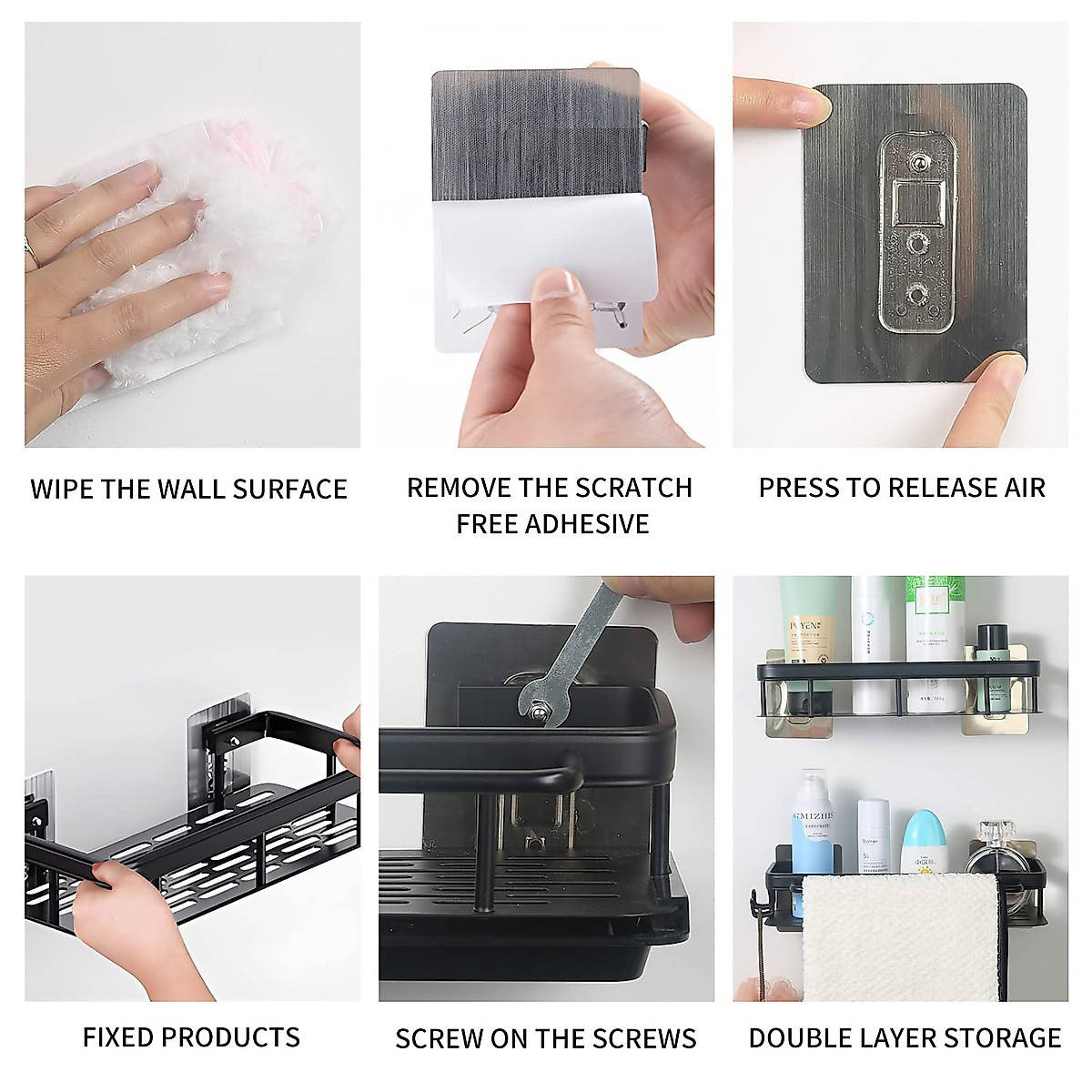 LYGJMYOK Black Kitchen Sink Caddy Sponge Holder, Stainless Steel Suction Cup Kitchen Sink Organizer With Dishcloth Rack, No Drill Rustproof Soon Clean Kitchen Sink Caddy Removable Drain Tray