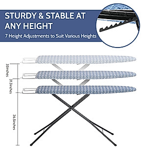 APEXCHASER Ironing Board, Full Size Iron Board with Iron Rest, lightweight Ironing Board with Height Adjustable, Extra Thick Heat-Resistant Cover with Padding, Heavy-Duty Sturdy Metal Legs, 49x13 Blue