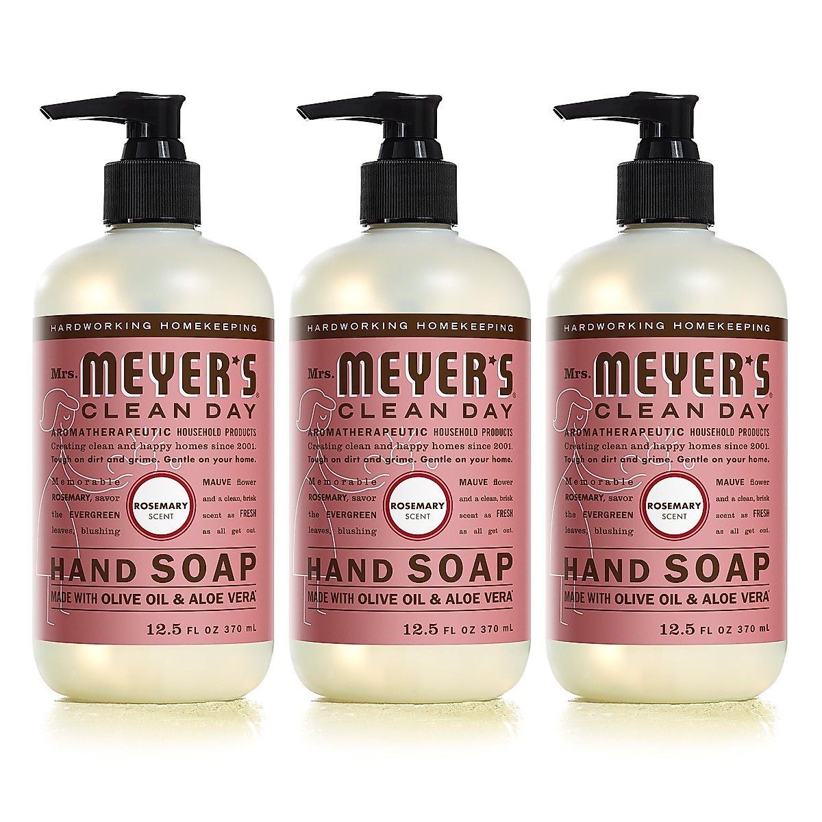 Mrs. Meyer's Clean Day Liquid Hand Soap, Rosemary Scent, 12.5 OZ (Pack of 3)