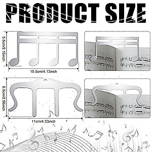 2pcs Metal Music Book Clip, Music Stand Clips Sheet Music Clips for Outdoor Playing, Note Paper, Books Piano, Guitar, Violin, Keyboard (Silver)