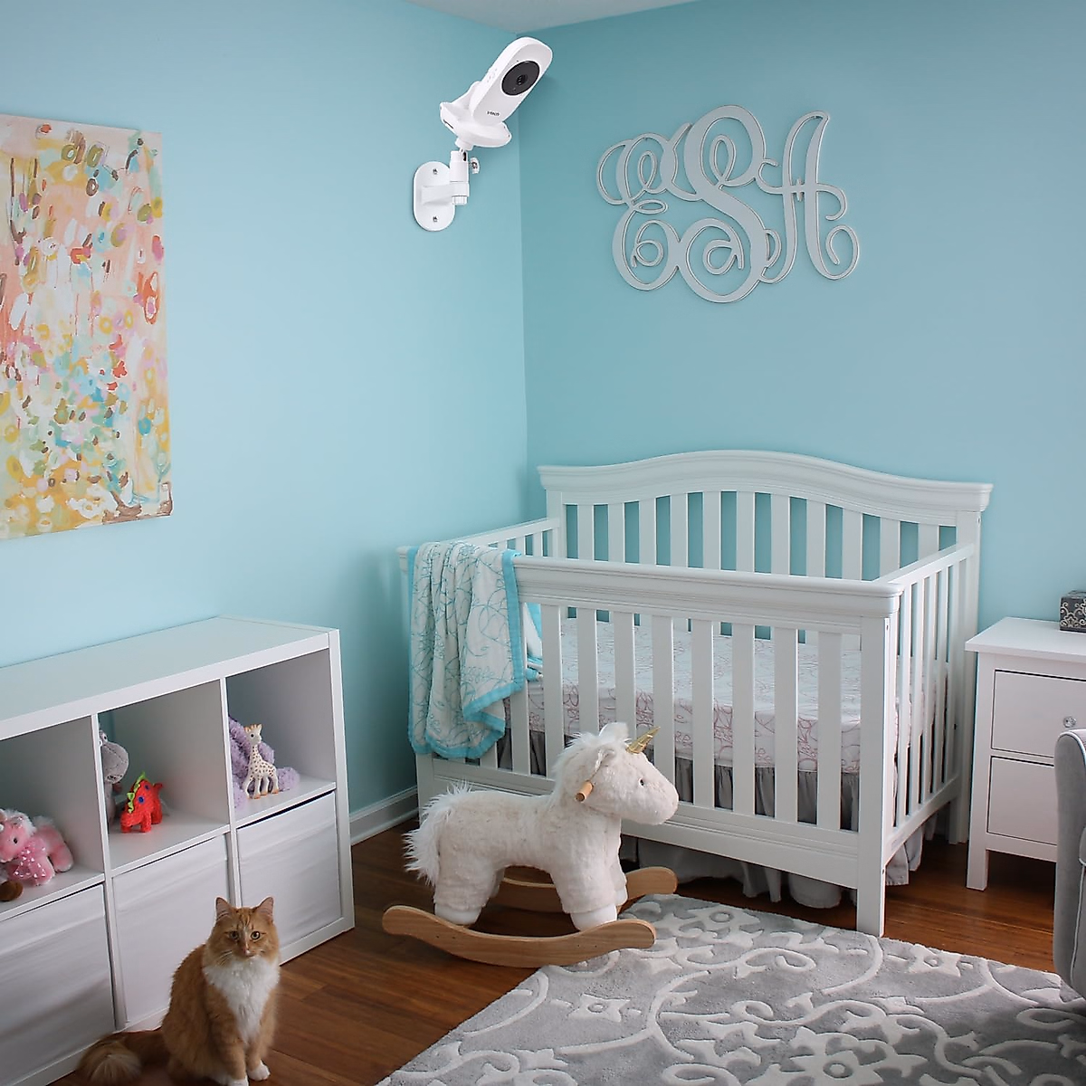 Adjustable Baby Monitor Wall Mount for VTech VM819, Baby Monitor Holder, Indoor Security Camera Mount for Crib Nursery, Perfect View Angle and Easy Installation-White