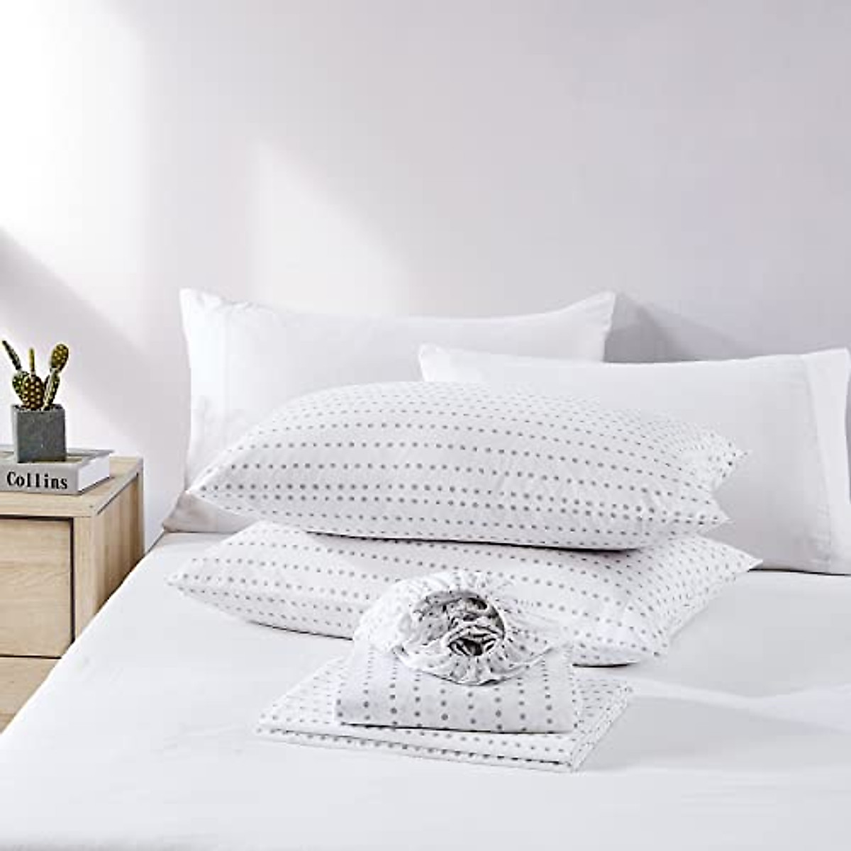 City Scene - Queen Sheets, Cotton Percale Bedding, Crisp & Cooling Home Decor (Radius Charcoal, Queen)