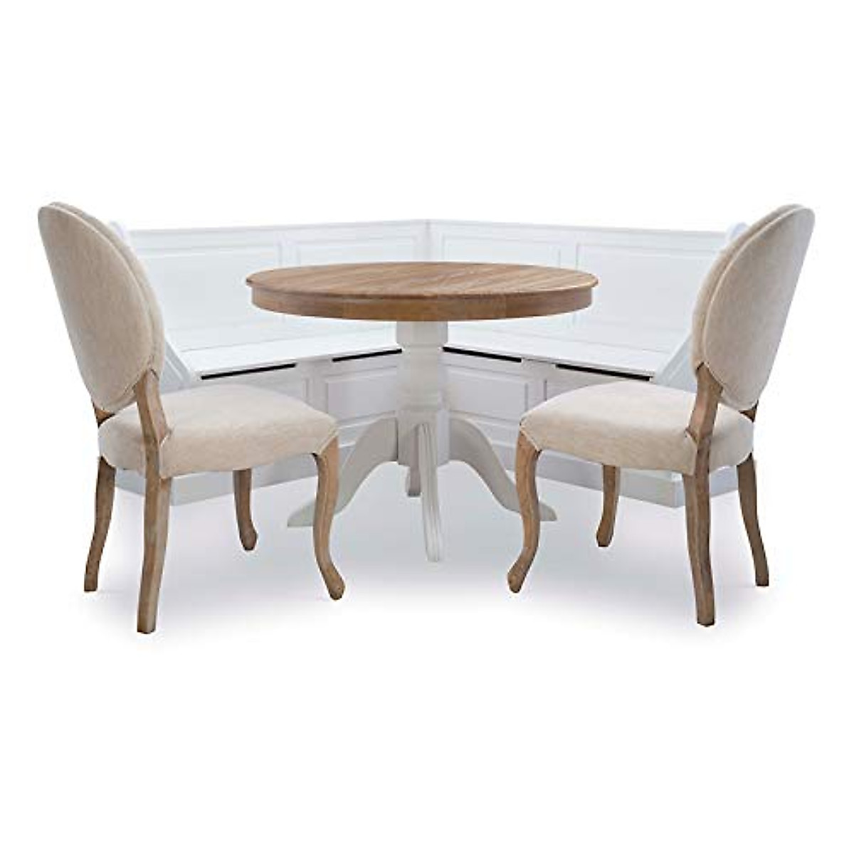 Riverbay Furniture Wood Corner Kitchen Dining Breakfast Nook in White