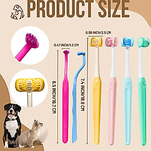 Pilopgaso Dog Tooth Brush 6Pack Dog Toothbrush Kit 3 Sided Pet Toothbrush Horizontal Head Cat Toothbrush Dental Care Toothbrush for Dogs Cats Silicone Small Dog Toothbrush for Plaque Sensitive Teeth