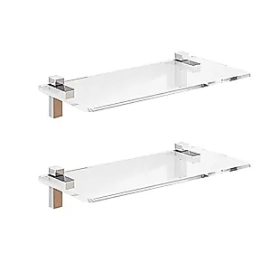 Set of 2 Invisible Wall Shelves Wall Mounted Display Shelf，Clear Acrylic Wall Shelf,Floating Shelves for Living Room ,Bedroom,Bathroom,Kitchen,Flower Stand,Office
