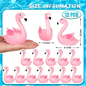 Pink Flamingo Rubber Duckies, 12PCS Bulk Flamingo Bath Toys for Kids Small Flamingo Rubber Duck Cake Decorations, Classroom Prizes