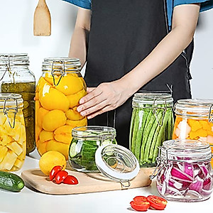 ComSaf Airtight Glass Canister Set of 6 with Lids 17oz Food Storage Jar Round - Storage Container with Clear Preserving Seal Wire Clip Fastening for Kitchen Canning Cereal,Pasta,Sugar,Beans,Spice