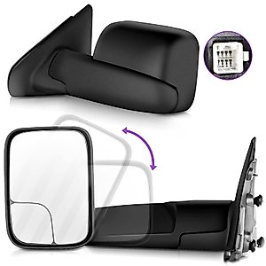 INEEDUP Towing Mirrors Tow Mirrors Fit for 2002-2008 for Dodge for Ram 1500 2003-2009 for Dodge for Ram 2500/3500 with Left and Right Side Power Adjusted Heated Without Signal Light Manual Flip Up