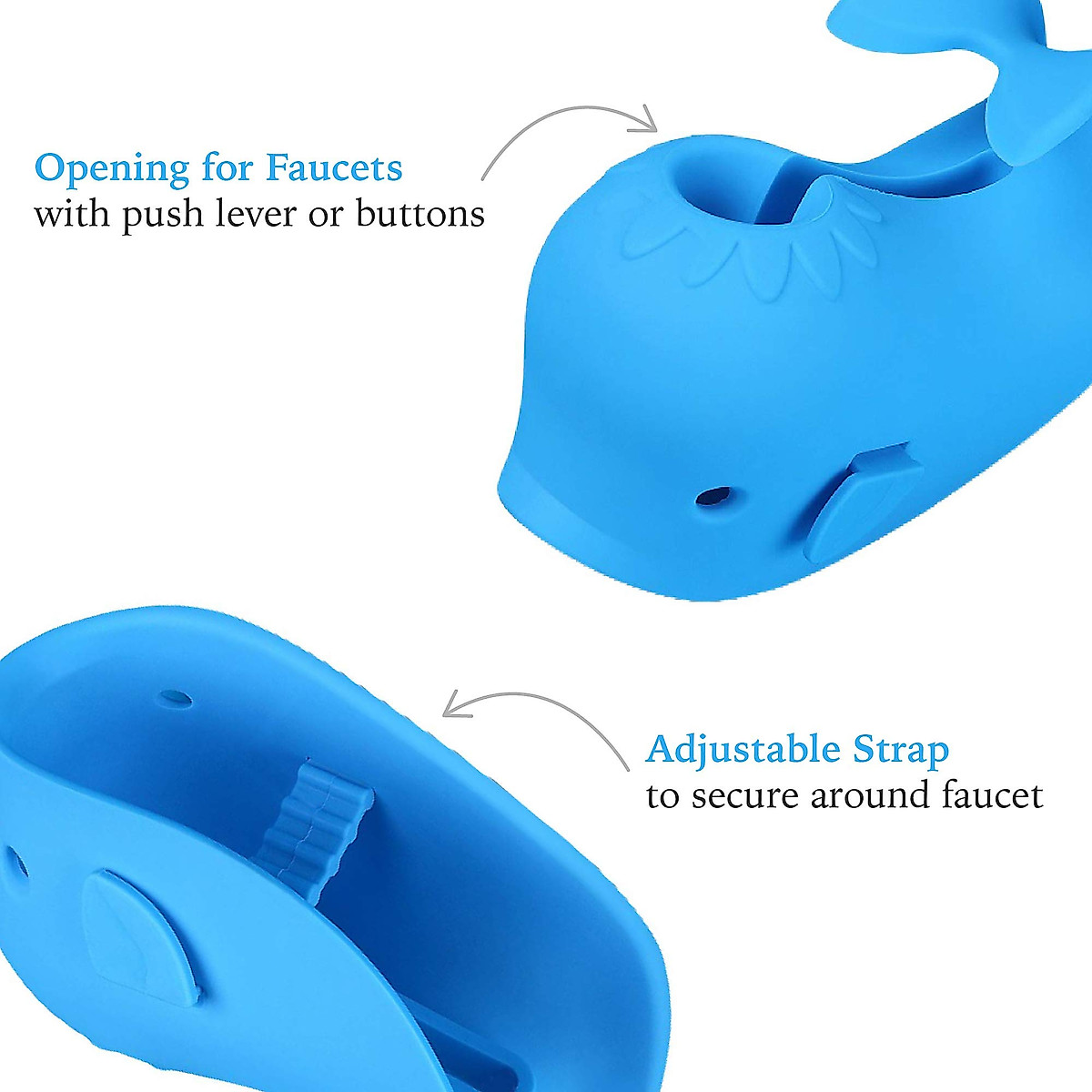 Aurelie Silicone Whale Tub Faucet Cover for Kids, Protective Baby Safety Products for the Bathtub Spout, Blue