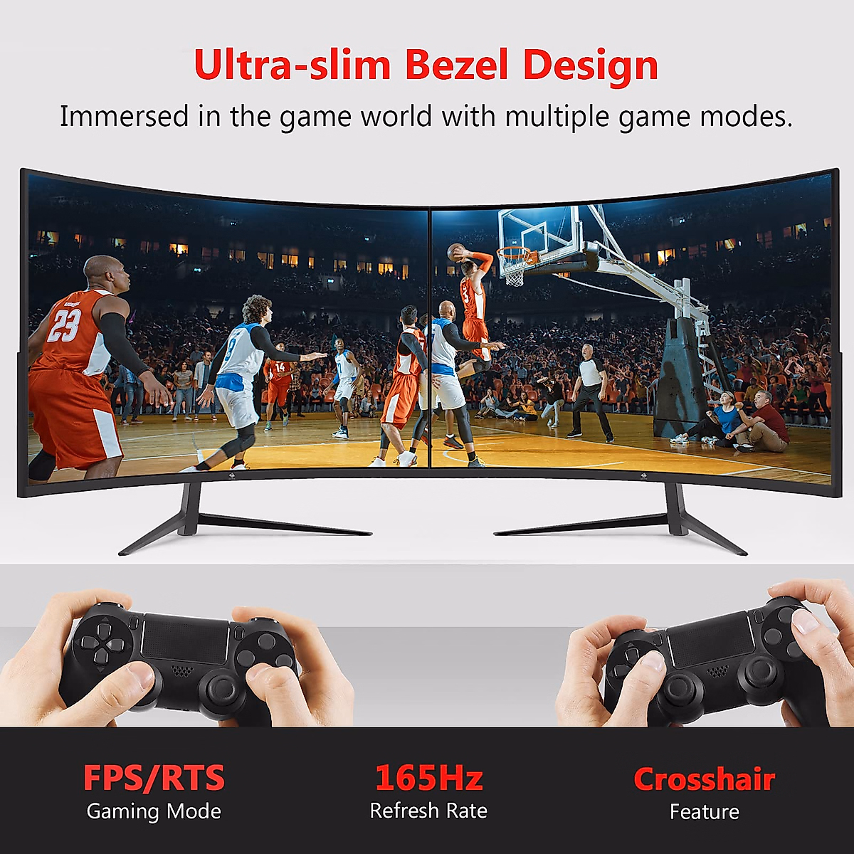 Z-Edge 32 inch Curved Gaming Monitor, 16:9 QHD 2K 2560x1440 165/144Hz 1ms Frameless LED Gaming Monitor, AMD Freesync Premium Display Port HDMI Built-in Speakers