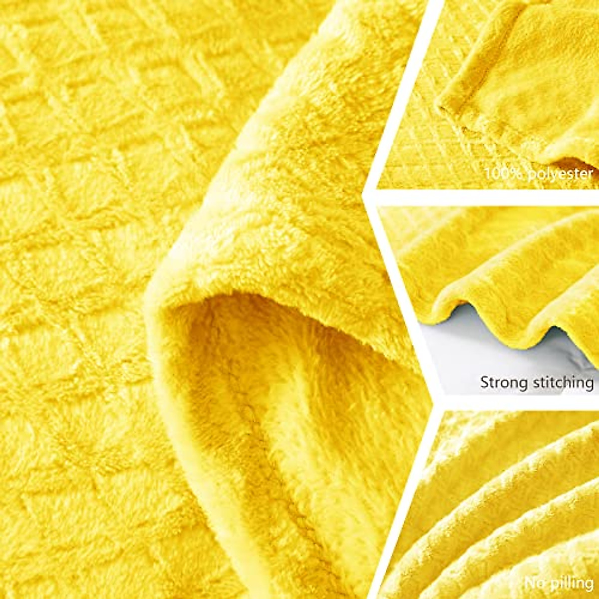 Exclusivo Mezcla Diamond Ultra Soft Throw Blanket, Large Flannel Fleece Blanket for Couch/Bed/Sofa (Yellow, 50 x 70 Inches) - Cozy, Warm and Lightweight