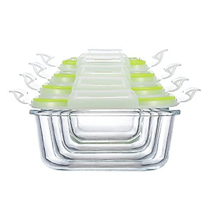 S SALIENT Glass Food Storage Containers with Lids, [24 Piece] Airtight Glass Storage Containers, Leak Proof Glass Meal Prep Containers, BPA Free Glass Bento Boxes for Lunch (12 lids & 12 Containers)