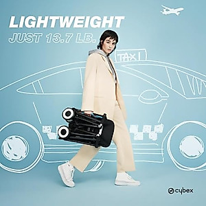 Cybex Libelle Lightweight pockit Travel Baby Stroller - Carry-On Compliant Compact Fold, One-Hand Adjustable Recline - Compatible with CYBEX Car Seats, Beach Blue