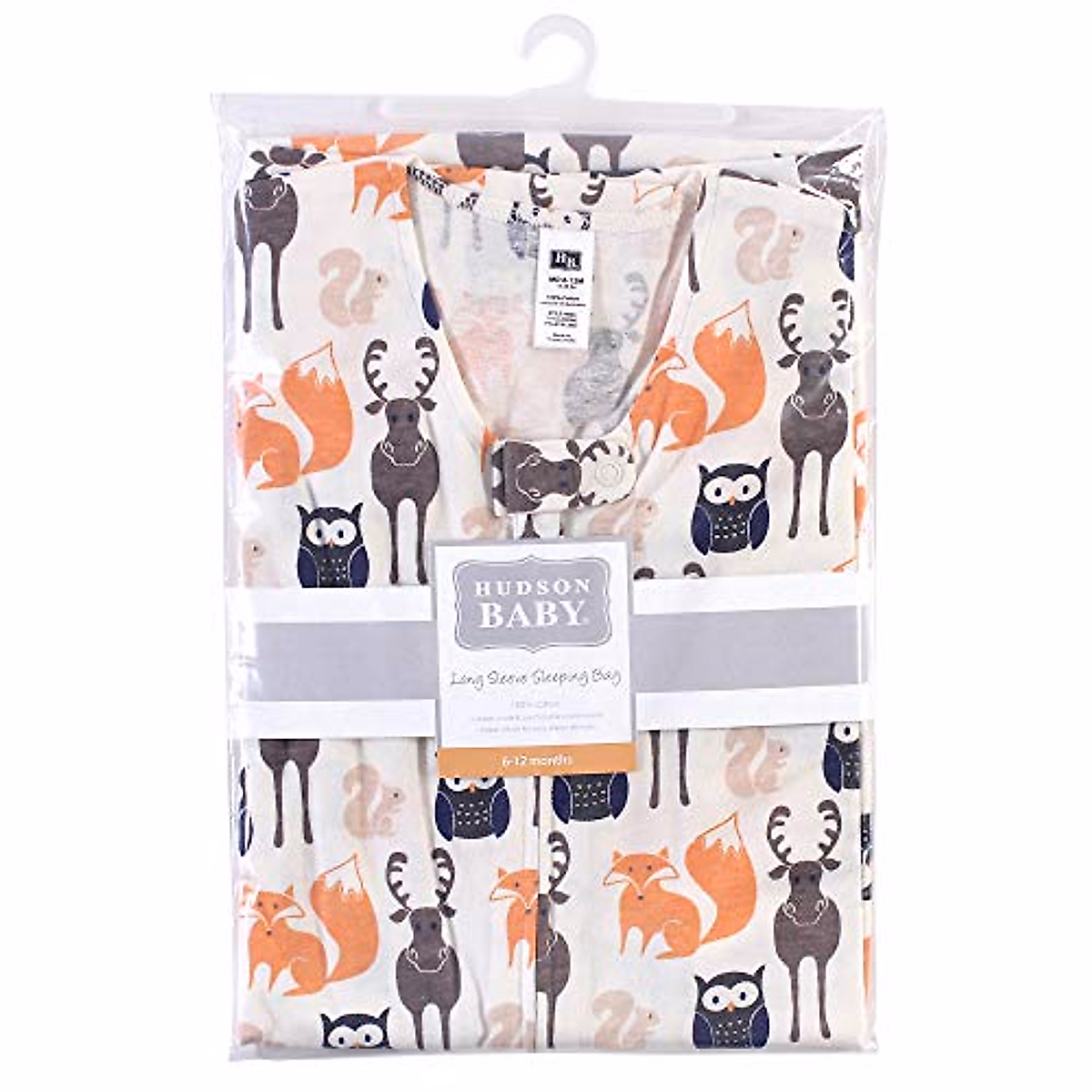 Hudson Baby Unisex Baby Long Sleeve Cotton Jersey Sleeping Bag, Forest, 6-12 Months