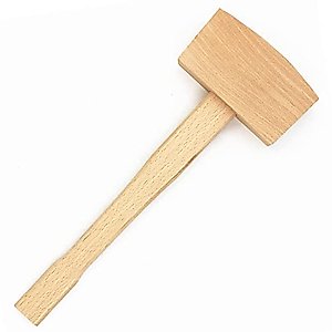 WEICHUAN 5" Unfinished Beech Wood Mallet Ice Hammer Mallet - Solid Beechwood Damage-Free Striking Woodworking Carving Mallet Woodworking Hand Tool