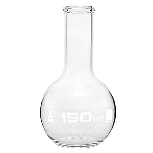 EISCO Boiling Flask, 150ml - Borosilicate Glass - Flat Bottom, Narrow Neck