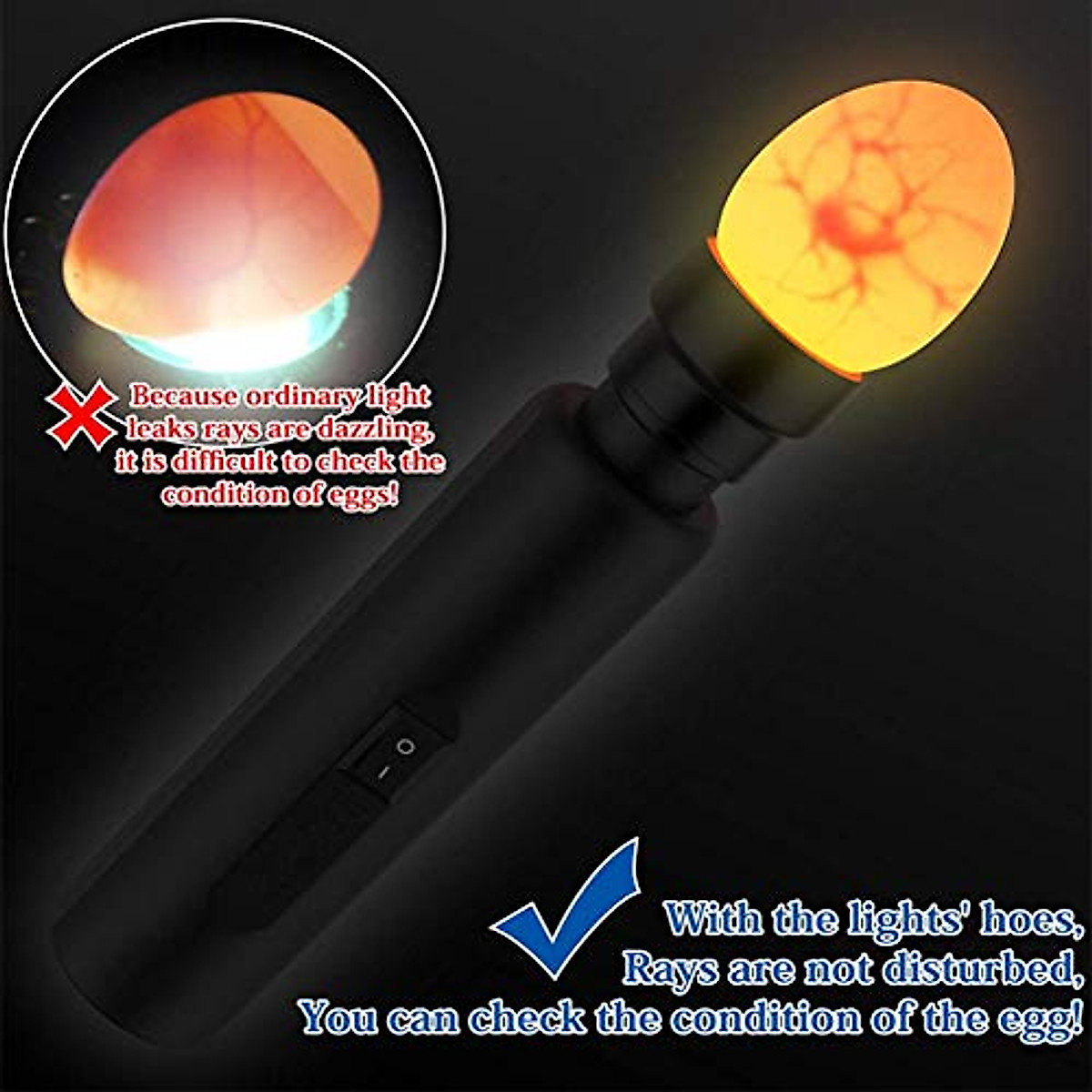 zjchao LED Egg Candler Light, High Intensity Bright Cool Light Monitoring Eggs Development Flashlight for Chickens Ducks Birds Eggs
