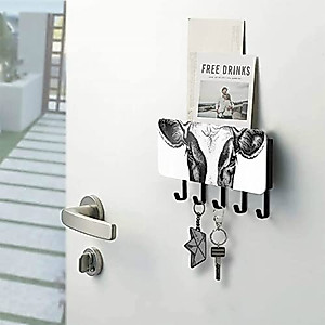 MCHIVER Cows Key Holder for Wall Decorative Mail Organizer Holders Wall Mounted Key Hangers with 5 Hooks Mounting Hardware Key Rack for Entryway Hallway Front Door