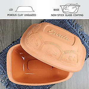Eurita Clay Roaster, Non-Stick Dutch Oven, Healthy Clay Pot Cooking, With Free Recipe Guide, 3 Quarts