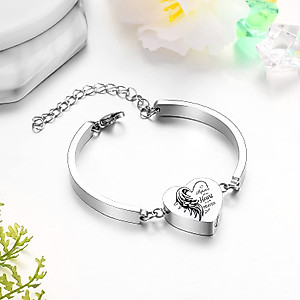 Yinplsmemory Cremation Jewelry Heart Urn Bracelet for Ashes for Women Men Adjustable Urn Cuff Bracelet for Human Pet Ashes Keepsake Memorial Jewelry