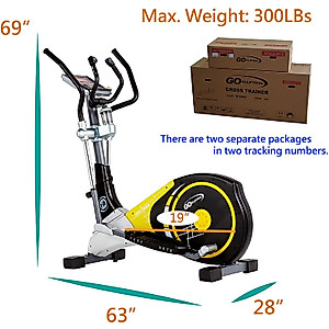 V-950X Extra Length Motorized 19" Stride Programmable Elliptical Cross Trainer - Cardio Fitness Strength Conditioning Workout for home use or gym (V-950X, Black/Yellow)