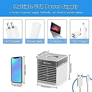 Mini Portable Air Conditioner, Easy to Use Cold Air Fan with Water, Personal Cooling Device Mini Portable Air Conditioner - for Room, Office, Kitchen, Car, Home
