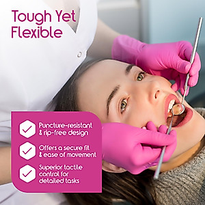 Inspire Pink Disposable Latex Free Nitrile Gloves - 2 Pack Value | Nail Salon & Hair Dye Gloves | Large