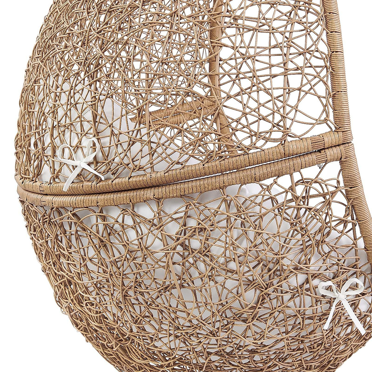 Modway Encase Outdoor Patio Rattan Swing Chair in Cappuccino White